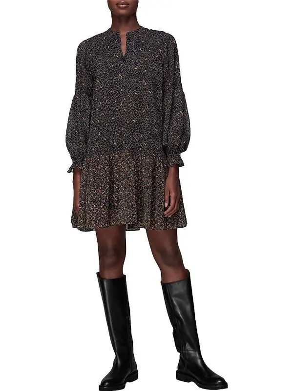 Whistles Riley Degrade Leaves Dress - Black/multi
