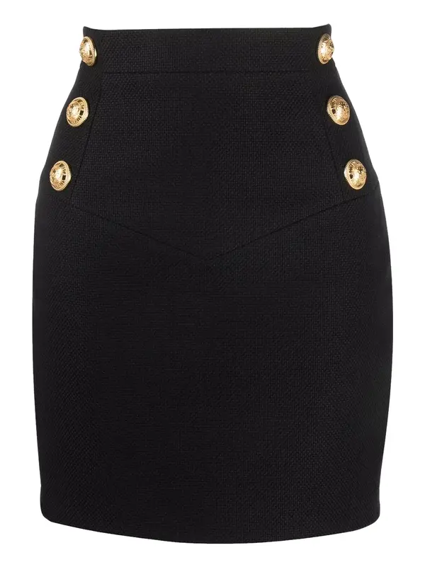 Balmain Button-detail High-waisted Skirt - Black