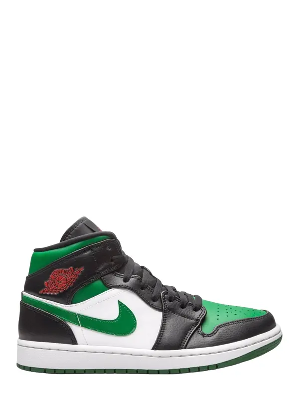 JORDAN Air 1 Mid Green Toe Sneakers - Black