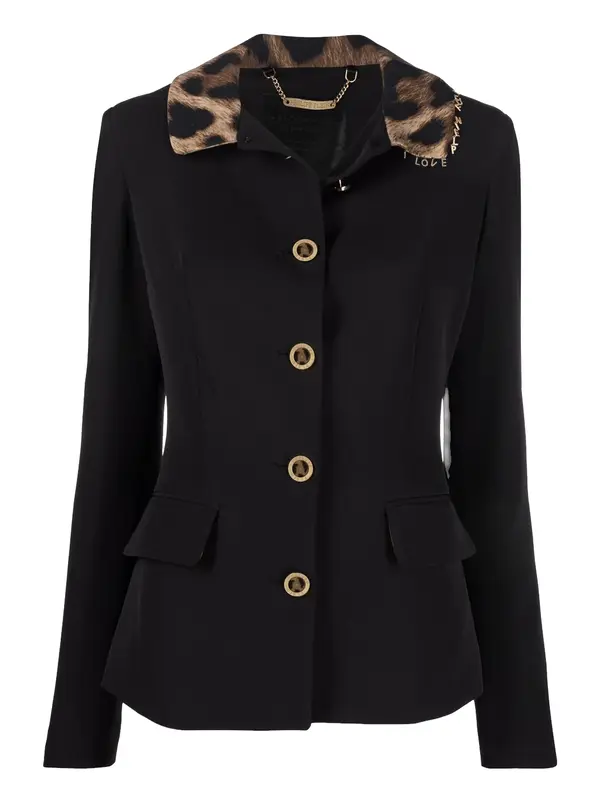 Philipp Plein Leopard Collar Cady Jacket - Black