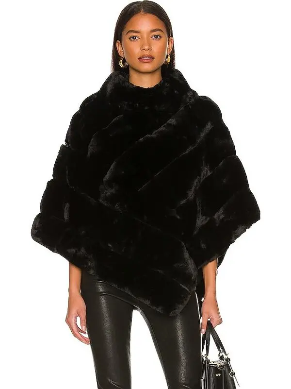 Adrienne Landau Faux Fur Wrap - Black