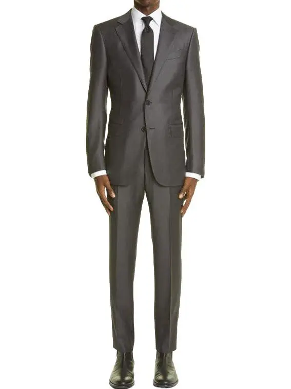 Zegna Classic Fit Grey Wool Suit - Dark Grey
