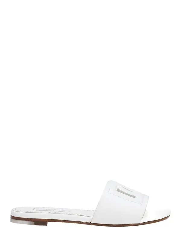 Dolce & Gabbana Flat Calfskin Slippers - White
