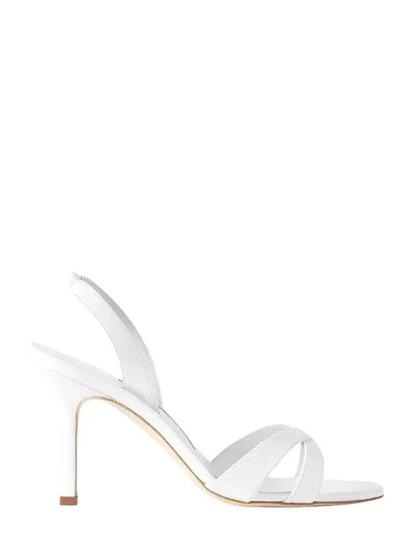 Manolo Blahnik Callasli 90 Leather Slingback Sandals - White