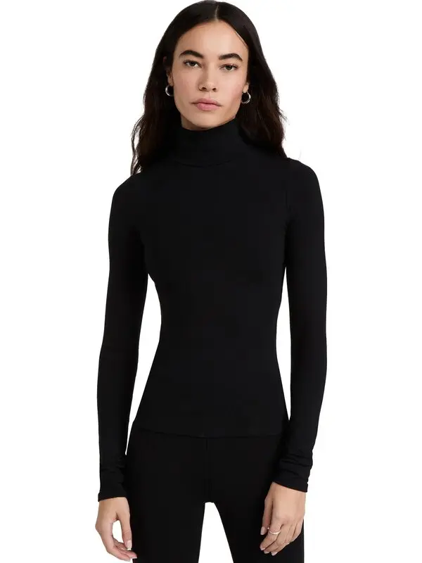 Sprwmn Long Sleeve Turtleneck Top - Black