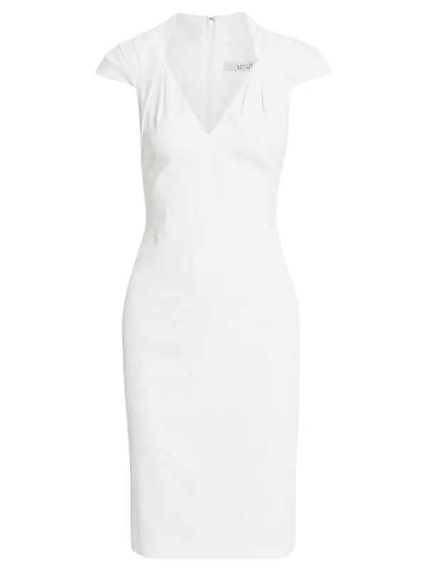 Badgley Mischka Pleated Stretch-crepe Dress - Ivory