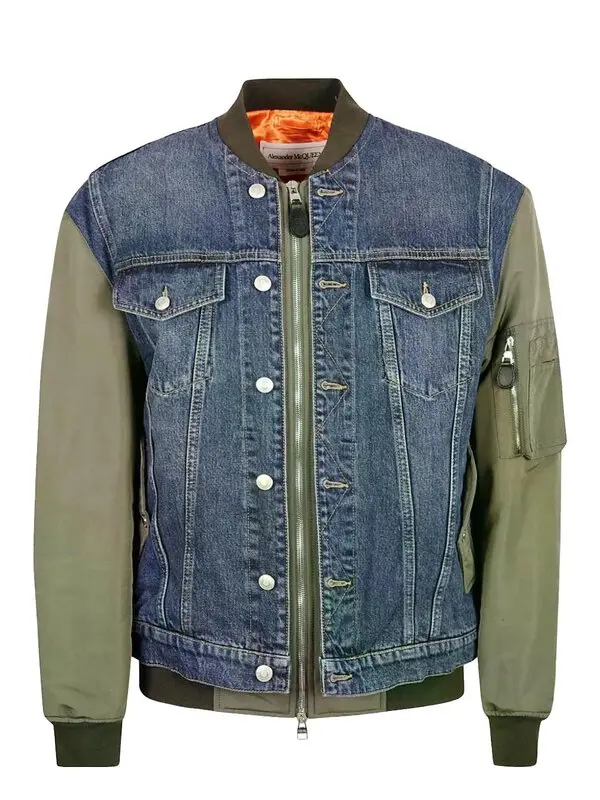 Alexander McQueen Panelled Bomber Jacket - Blue