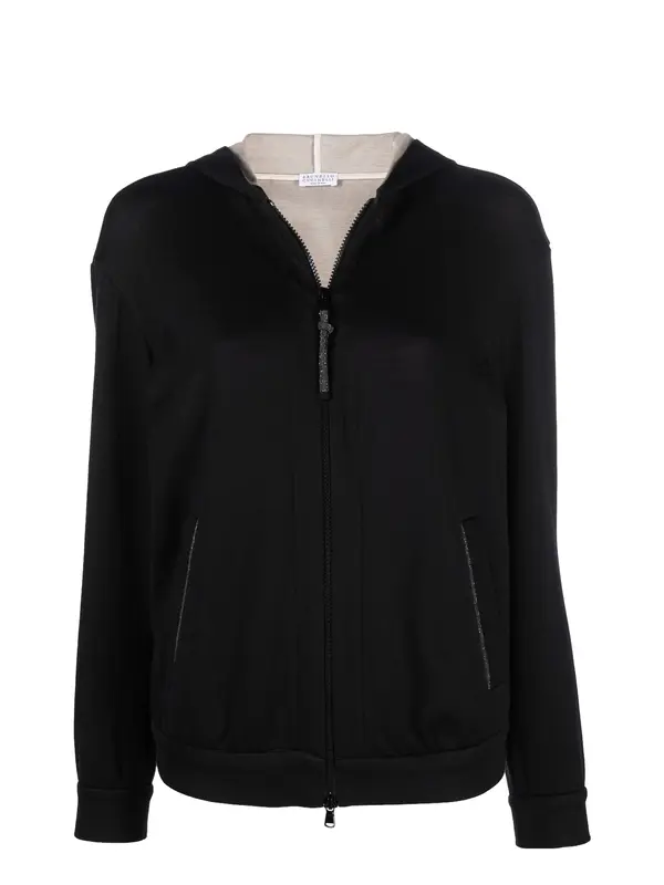 Brunello Cucinelli Monili-trim Zip-front Hoodie - Black