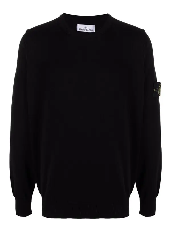 Stone Island Compass Badge Crew-neck Jumper - Black
