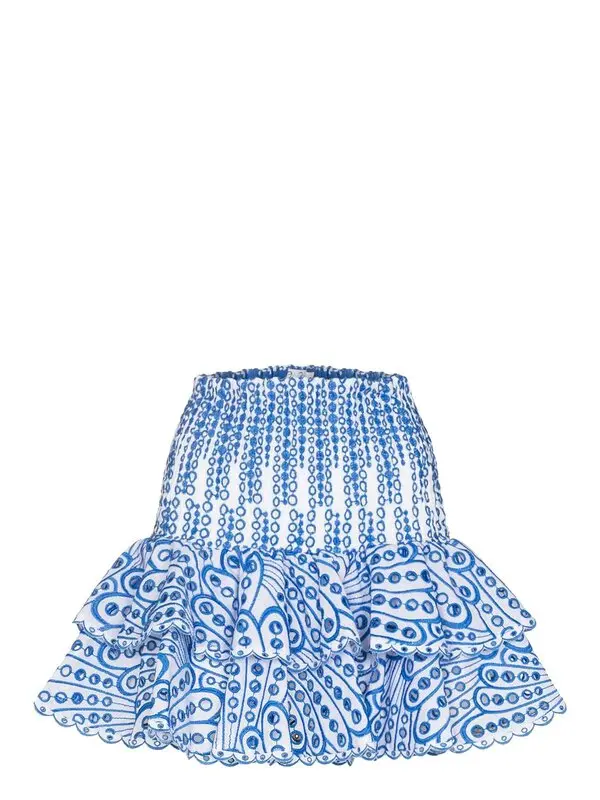 Charo Ruiz Ibiza Embroidered Ruffled Mini Skirt - White