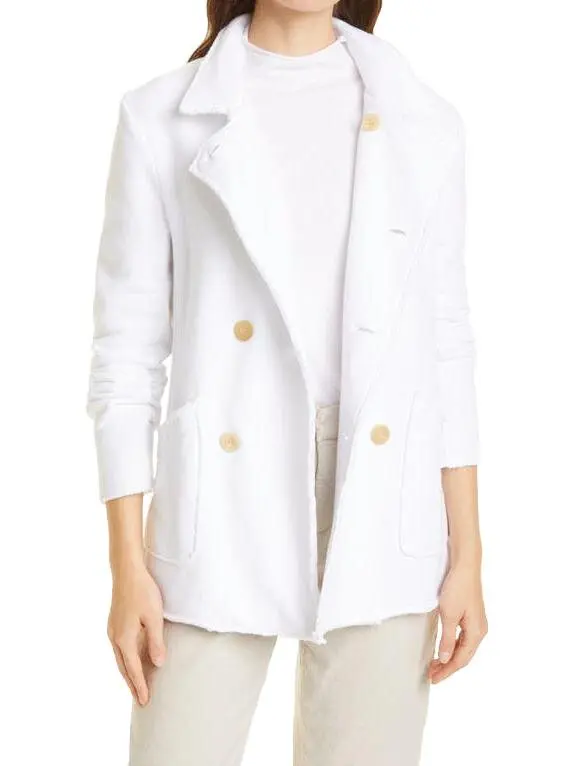 Frank & Eileen Raw Edge French Terry Pea Coat - White