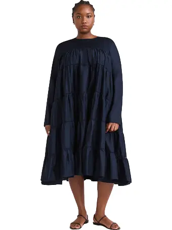 Merlette Essaouira Tiered Midi Dress - Navy