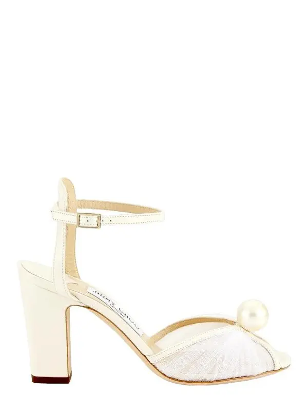 JIMMY CHOO Sacaria 85mm Tulle Sandals - Ivory