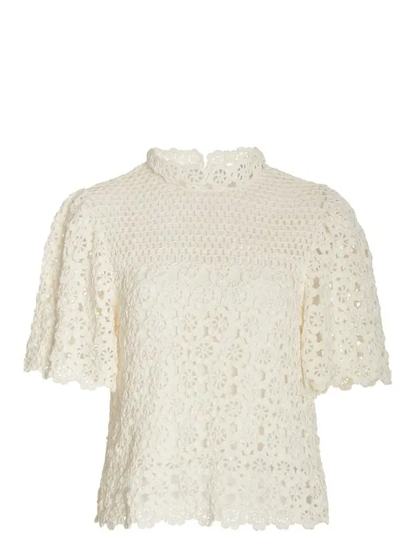 Carolina Herrera Crochet Top - White