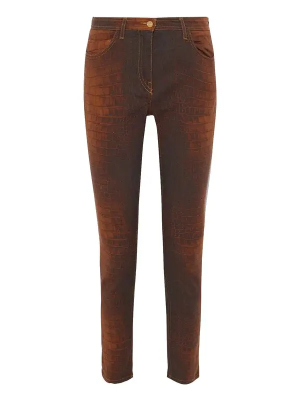 Etro Printed Low-rise Skinny Jeans - Brown