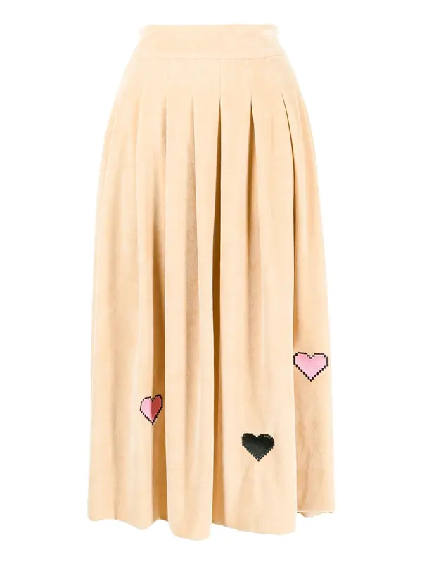 Natasha Zinko Heart-detail Pleated Midi Skirt - Brown