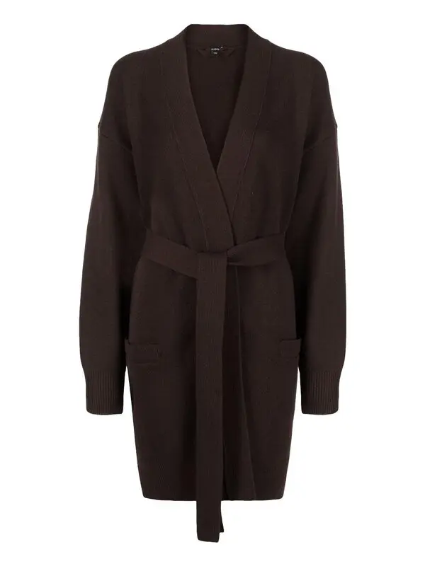 JOSEPH Long Belted Wool Cardigan - Green