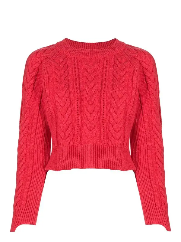 Alexander McQueen Cable Knit Crew Neck Jumper - Red