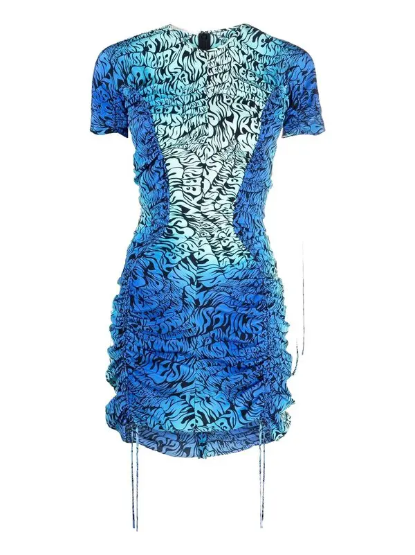 Stella McCartney Graphic Print Ruched Mini Dress - Blue