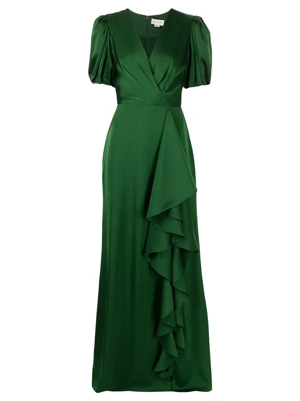 Sachin & Babi Mila Ruffle-drape Gown - Green