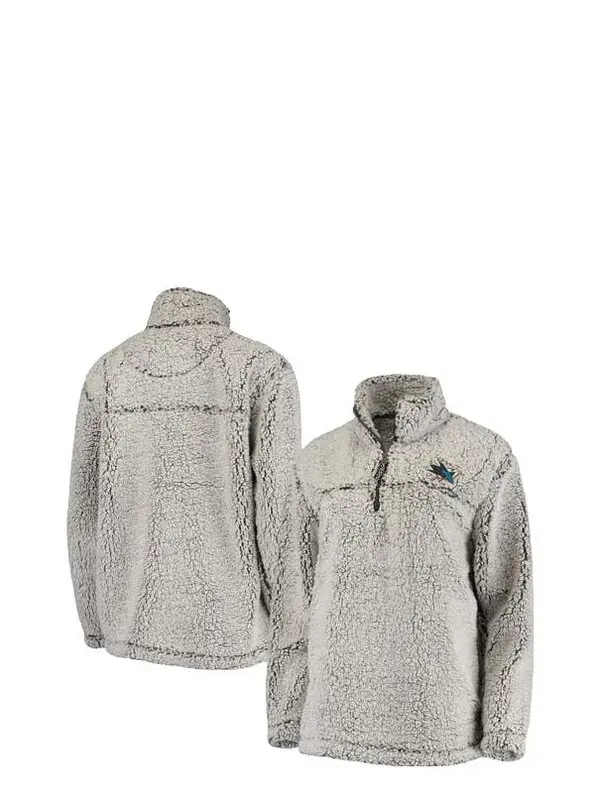 G-III 4HER BY CARL BANKS San Jose Sharks Sherpa Quarter-zip Pullover Jacket - Gray