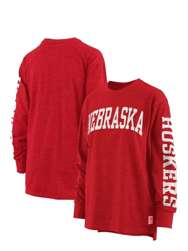 PRESSBOX Nebraska Huskers Two-hit Canyon Long Sleeve T-shirt - Scarlet