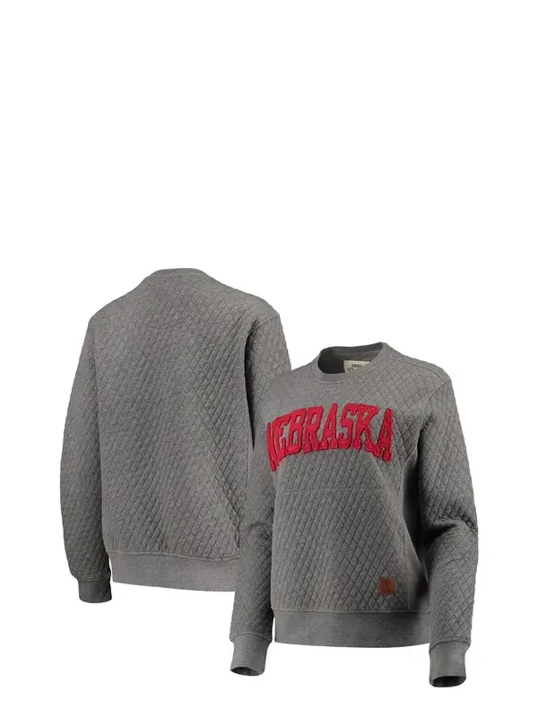 PRESSBOX Heather Charcoal Nebraska Huskers Moose Quilted Pullover Sweatshirt - Heather Gray