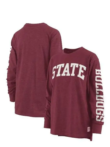 PRESSBOX Mississippi State Bulldogs Two-hit Canyon Long Sleeve T-shirt - Maroon