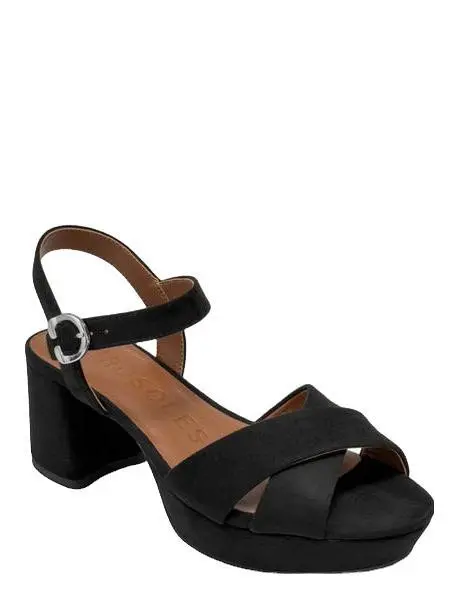 Aerosoles Cosmos Platform Sandals - Black/black Suede
