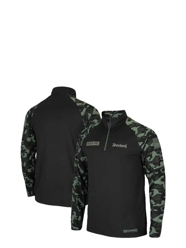 COLOSSEUM Wichita State Shockers Oht Military Appreciation Raglan Quarter-zip Jacket - Black
