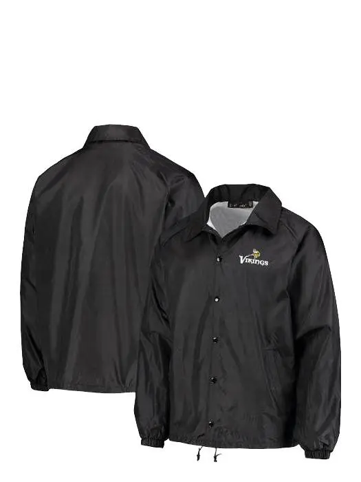 DUNBROOKE Minnesota Vikings Coaches Classic Raglan Full-snap Windbreaker Jacket - Black