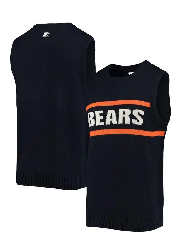 STARTER Chicago Bears Sweater Vest - Navy