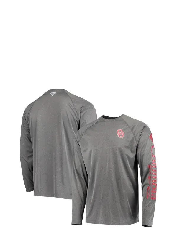 Columbia Oklahoma Sooners Terminal Tackle Omni-shade Raglan Long Sleeve T-shirt - Charcoal