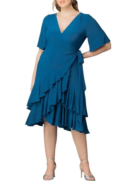 KIYONNA Miranda Wrap Dress - Aegean Blue