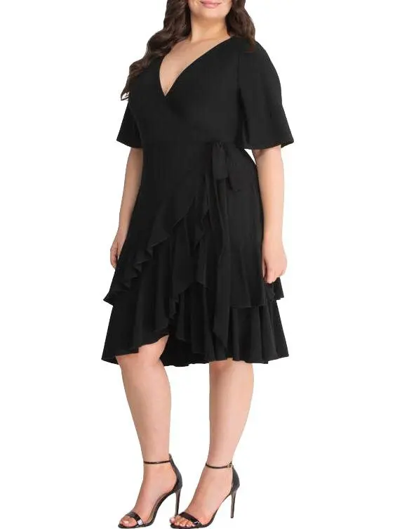 KIYONNA Miranda Wrap Dress - Black Noir