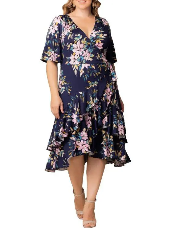 KIYONNA Miranda Wrap Dress - Navy Romantic Florals