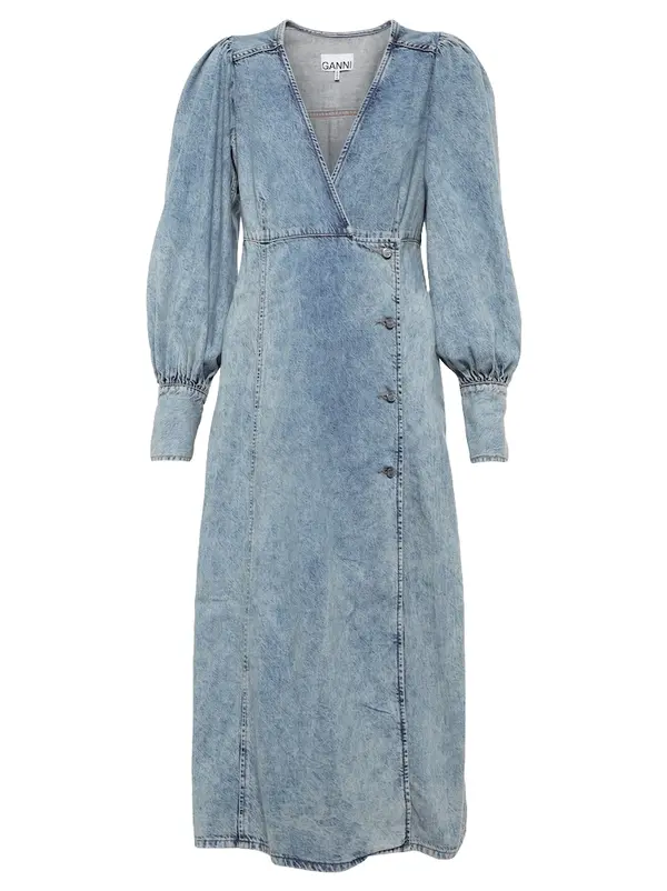 GANNI Denim Midi Shirt Dress - Blue