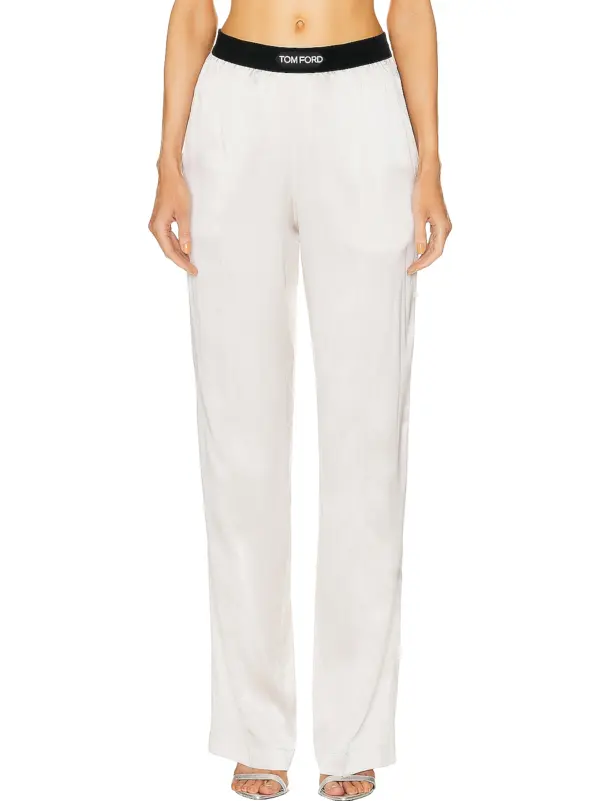 TOM FORD Metallic Silk Pajama Pant - Platinum