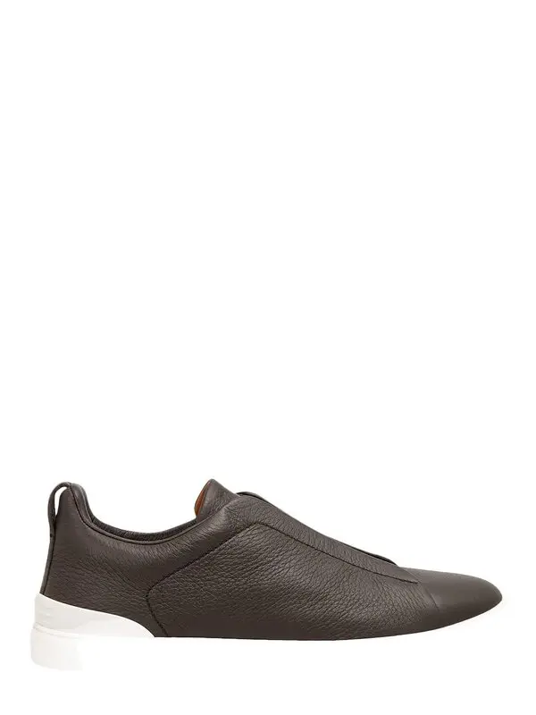 Zegna Triple Stitch Deerskin Sneakers - Brown