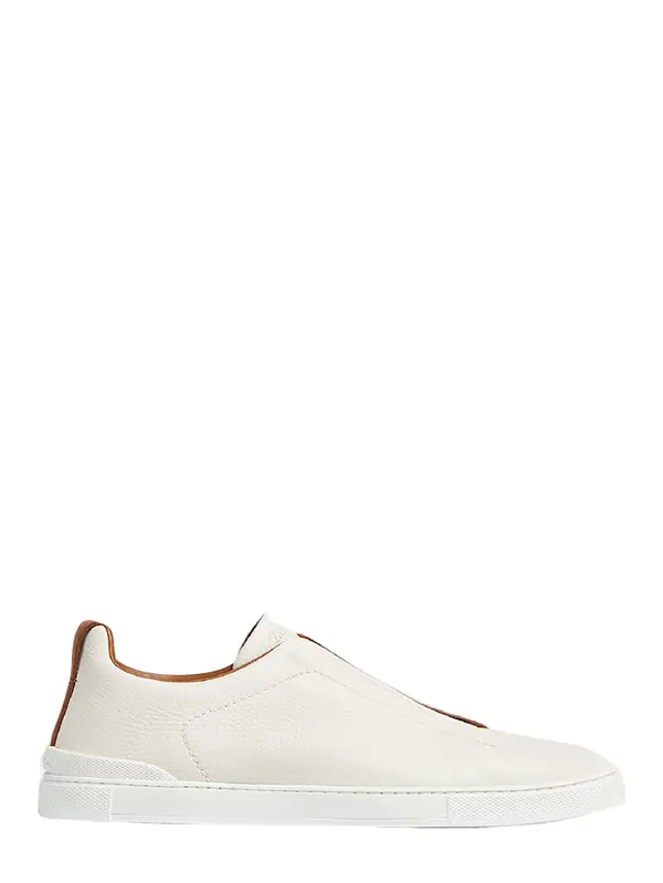 Zegna Triple Stitch Deerskin Sneakers - Off White Vicuna