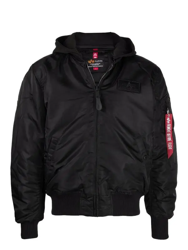 Alpha Industries Logo Print Bomber Jacket - Black