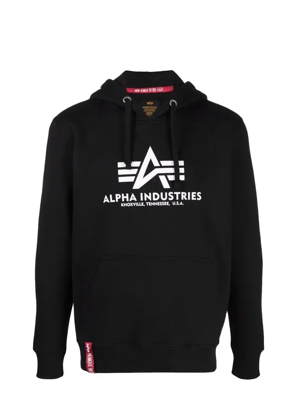 Alpha Industries Logo Drawstring Hoodie - Black