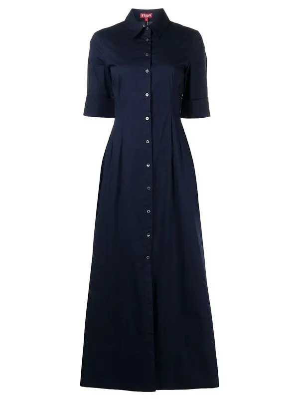 Staud Joan Shirt Maxi Dress - Blue