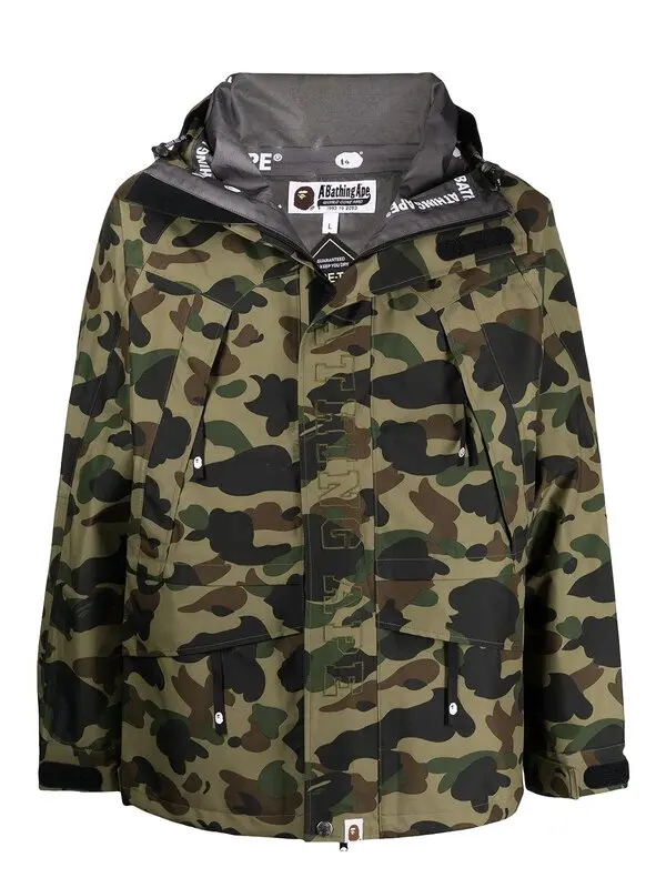 A BATHING APE Camouflage-print Hooded Zip-up Jacket - Green