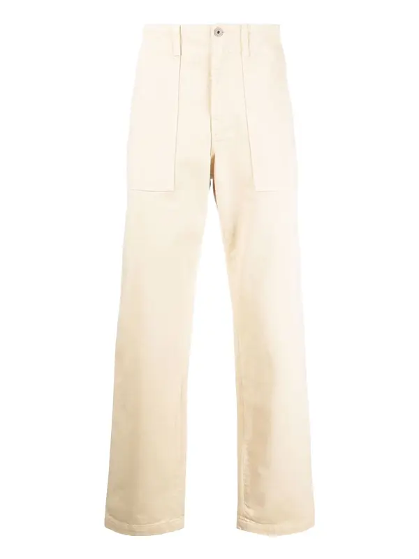 COUNTY OF MILAN Embroidered Cross Straight-leg Trousers - Neutrals