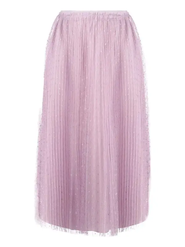 Red Valentino Point D'esprit Pleated Tulle Midi Skirt - Pink