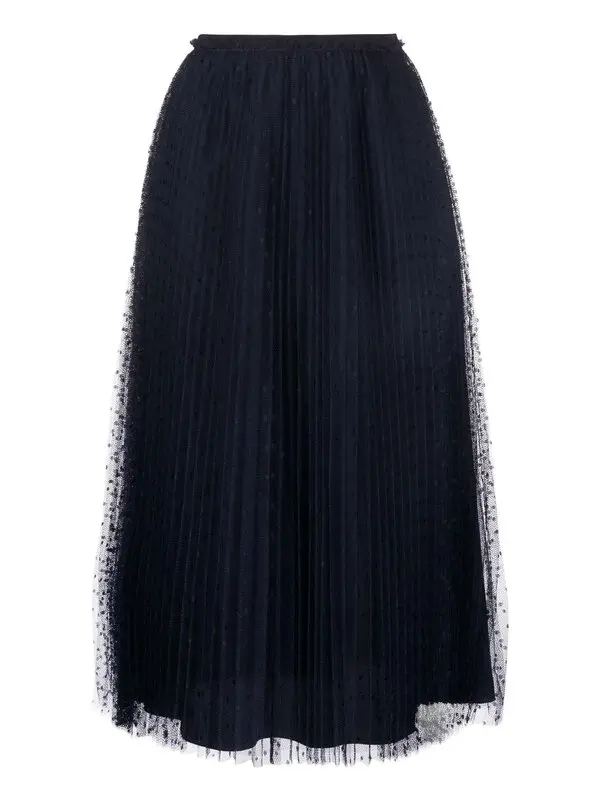 Red Valentino Point D'esprit Pleated Tulle Skirt - Blue