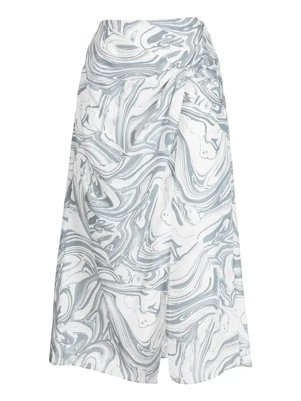 Simkhai Izabella Marble-print Midi Skirt - Blue