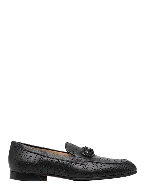 BALDININI Floral-appliqué Moccasins - Black