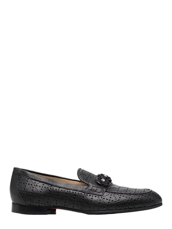 BALDININI Floral-appliqué Moccasins - Black